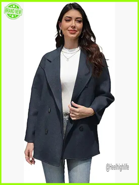 Jackets & Coats | Wool Blend Wrap Coat Womens 7 Wool Long Coat With ...
